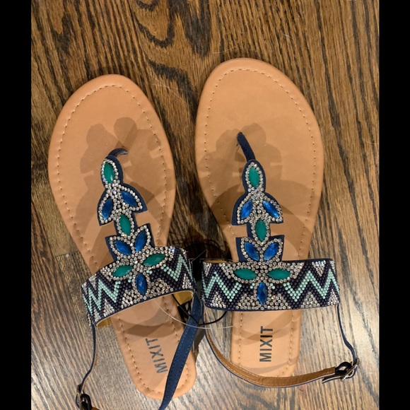 Mixit | Shoes | Beaded Rhinestone Sandals Nwt | Poshmark